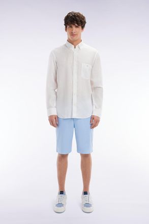 Eden Park Bermuda En Lyocell Et Coton Stretch Gris Clair Coupe Droite