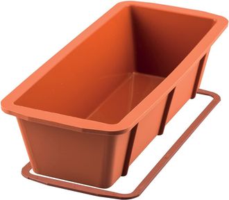 Silikomart | SFT326 Silikon-Kuchenform PLUM CAKE, Antihaft, 1er Pack Kuchenform mit Safe Ring, 240 x 110 mm, h 65 mm, Volumen 1,5 l, Made in Italy, Terracotta