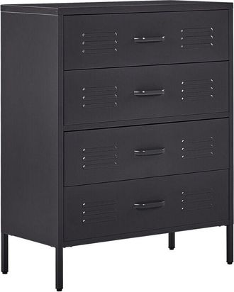 Beliani Beliani - Armoire de Rangement en Acier Noir avec 4 Tiroirs pour ranger les Dossier pour Chambre Bureau ou Couloir