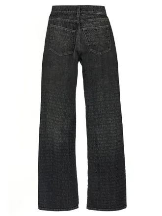 Balenciaga Womens Black Cotton Flared Jeans Clothing