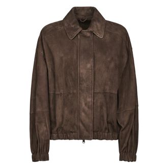 Brunello Cucinelli Wildleder Rei&szlig;verschlussjacke - - Jackets - Damen - Braun - XS