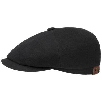 Stetson Hatteras Schirmmütze Damen Herren Flat Cap mit Wolle Kaschmir Herbst Winter Flanelfutter schwarz 55 cm