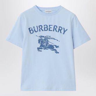 Burberry Light blue stretch cotton T-shirt with EKD