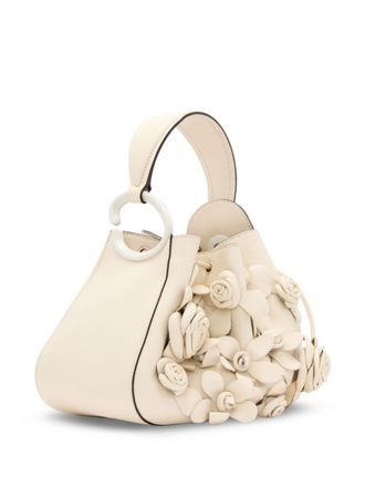 Oscar De La Renta sac à main O Handle à fleurs appliquées - Tons neutres
