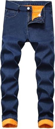 Generic Jean Homme Regular Jeans Pantalon Jeans Homme avec Doublure en Velours Plus pour Plus de Chaleur, Coupe Droite et Slim pour Confort et Style