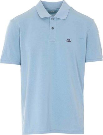 C.P. Company C.p. Company, Homme, Tops, Bleu, Taille: S Polo Logo Stretch Piqu&eacute; &agrave; Manches Courtes