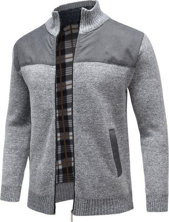 AlltheMen Strickjacke mit Rei&szlig;verschluss Cardigan Stehkragen Pullover Casual