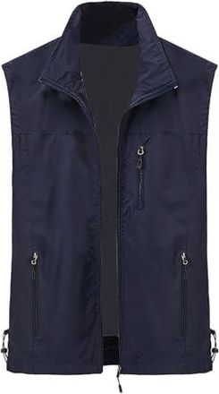 Generic Gilet dété pour homme avec poches zippées - Haut sans manches pour homme - Col montant - Gilet décontracté - Grande taille - Léger et respirant - En m