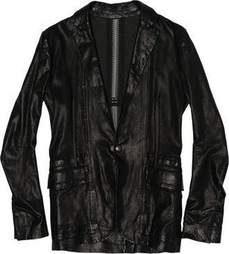 Isaac Sellam Experience Homme, Vestes, Noir, Taille: 2XL Pionnier Single Button Leather Blazer