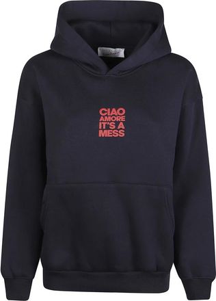 Giada Benincasa Femme, Sweatshirts et sweats &agrave; capuche, Bleu, Taille: 36 FR Sweat &agrave; capuche avec logo