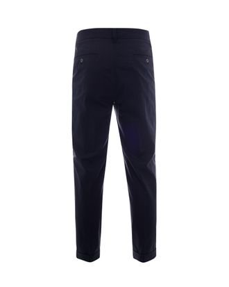 Paolo Pecora Mens Chino Trousers Navy Blue Cotton
