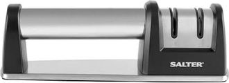 Salter Salter BW11673EU7 Messersch&auml;rfer - 2-stufiger Spitzer, Wolframstahl, Keramikstab zum Feinpolieren, einfacher Griff, f&uuml;r stumpfe und stumpfe Messer, K&uuml;