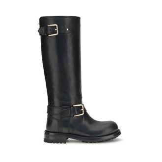 Dolce & Gabbana Leder Biker Boots - - Shoes - Damen - Schwarzk - 36 EU