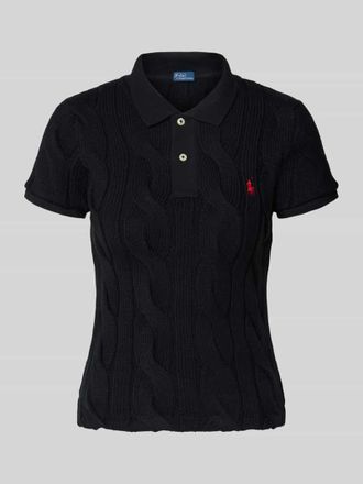 Polo Ralph Lauren Regular Fit Poloshirt mit Zopfmuster und Logo-Stitching