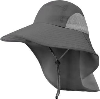 Generic Chapeau de protection solaire d&eacute;t&eacute; &agrave; large bord en tissu imperm&eacute;able pour activit&eacute;s UV polyvalentes, gris fonc&eacute;, Taille unique
