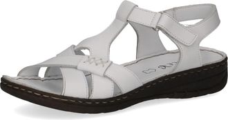Caprice Damen Sandalen mit Absatz aus Leder Bequem, Weiß (White Nappa), 38 EU