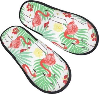 Generic Pantoufles De Voyage Flamant Roses Et Fleur DHibiscus Unisexe Pantoufles De Maison Doux Chausson Hotel Pour Int&eacute;rieur Chambre Spa L