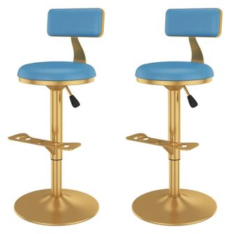 Generic Barhocker, 60-80 cm hoch, 2er-Set drehbare Barhocker aus PU-Leder mit R&uuml;ckenlehne, D-f&ouml;rmiges Metallbein mit Fu&szlig;st&uuml;tze/60-80 cm