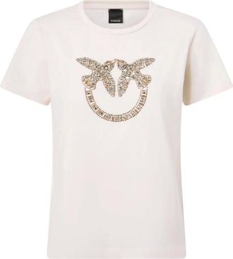 Pinko Pinko - T-shirt Love Birds - Femme - Tops - Beige - Taille: 36 FR