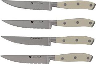 Albert de Thiers Acot005010, LIrresistible, Set mit 4 Steakmessern, 3Cr13 Edelstahl, Griff ABS weiß + 3 Nieten, Schutz aus PVC, Farbbox