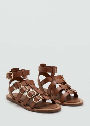 Mango Sandales cuir brides et boucles marron moyen - Femme - 35 - MANGO