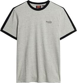 Superdry T-shirt Essential Retro pour homme avec logo, gris taché/noir, XXL