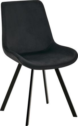 Clp Esszimmerstuhl Lewes mit Samtbezug I 360 Grad drehbarer Polsterstuhl I Küchenstuhl mit Rückenlehne, Farbe:schwarz