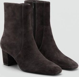 Mango Bottines daim talon bloc gris chin&eacute; fonc&eacute; - Femme - 35 - MANGO