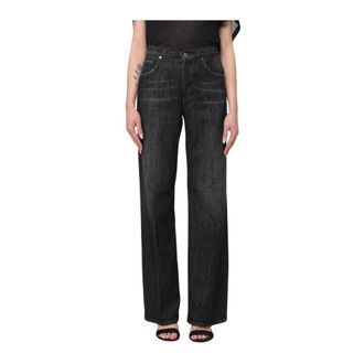 Dondup Femme, Jeans, Noir, Taille: W32 Jean Noir Wide Leg Coupe D&eacute;contract&eacute;e