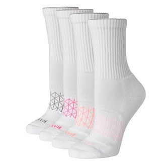 Hanes Cushioned, Absolute Active Crew Socks for Women, Seamless Toe, 4-Pairs Chaussettes, Blanc, 4-8 (Lot de 4) Femme