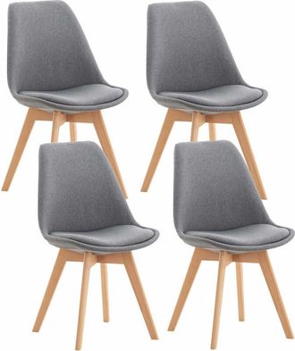 Clp 4er Set Esszimmerstuhl Linares hellgrau Stoff