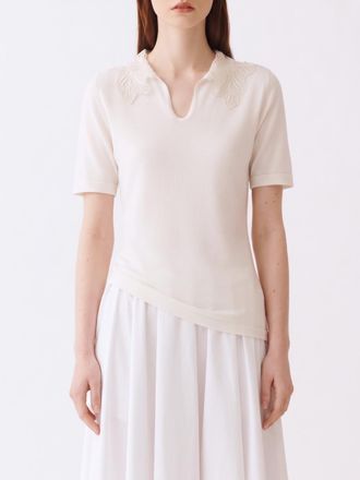 Fabiana Filippi Polo en coton et soie avec col en dentelle