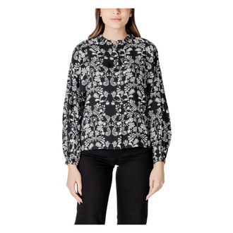 Ichi Print Button-Up Bluse Fr&uuml;hling/Sommer Stil - - Blouses & Shirts - Damen - Schwarzk - S