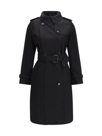 Burberry Check Trench Coat - Black