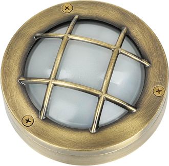 Licht-Erlebnisse Außenleuchte Wand aus Messing in Antik Glas IP64 Balkon Terrasse Ø14 cm G9 bis 20 W Maritim nostalgisch runde Wandlampe Outdoor AGIA