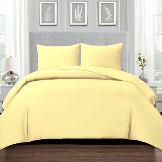 Pizuna 800 Fadenzahl aus Baumwolle Bettw&auml;sche Mildes Gelb, 100% Langstaple Baumwolle Bettbezug und Kissenbezug, 100% Baumwolle Mako Satin 2-Teilig Bettw&auml;sche