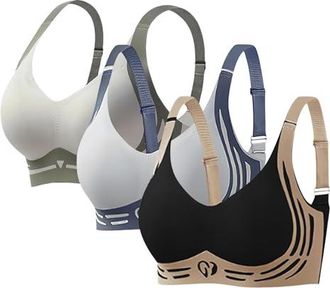 Generic Body en dentelle pour plus de confort Soutien-gorge sans fil Soutien-gorge haut pour femme Lingerie quotidienne Sports BHS 3 pi&egrave;ces, d, XXL