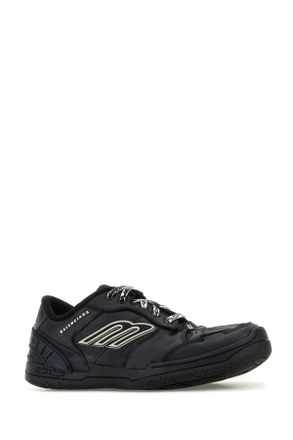 Balenciaga Mens Slate Leather Hamptons Sneakers Black
