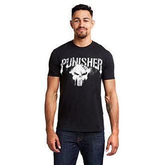 MARVEL T-Shirt Marvel Punisher Text pour Homme, Noir, M UK