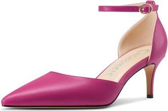 Castamere Femmes Fermé Pointu Bout Kitten Talon Heel Mariage Dress Lanières Cheville Sandales 6.5 CM Heels Magenta 40 EU