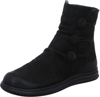 Gemini Damen Stiefelette aus Leder in Geraffter Optik mit Kn&ouml;pfen 337072-02, Gr&ouml;&szlig;e:39 EU, Farbe:Schwarz