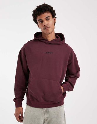Levi's Hoodie mit Sunset-Grafik und Logo-Print in Burgunderrot