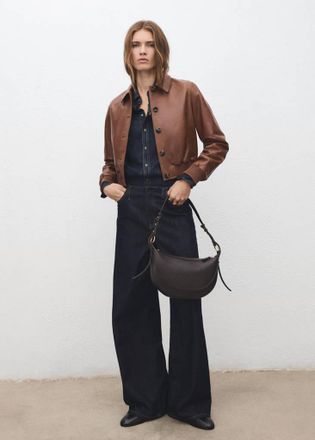 Mango Sac port&eacute; &eacute;paule ovale chocolat - Femme - Taille unique - MANGO