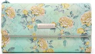 Miss Lulu Portefeuille Femme Long clapet en PU,12 emplacements pour Cartes,Motifs Secrets élégants,Idéal pour Shopping,Travail,Voyage et Sorties quotidianes