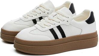 Generic ZBDP Baskets pour femme Chaussures dentra&icirc;nement d&eacute;contract&eacute;es &agrave; bout rond et semelle plate, beige, 36.5 EU