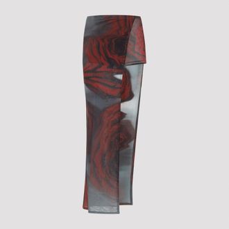 Jean Paul Gaultier Jupe mi-longue asym&eacute;trique Blurry Roses