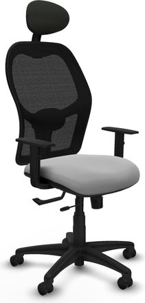 Piqueras y Crespo Grauer Schreibtischstuhl mit 1D-Armen, h&ouml;henverstellbare Lendenwirbelst&uuml;tze und festes Kopfteil, ausgestattet mit Syncro/Traslack und Schneideschaum. 