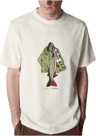 Barbour Homme, Tops, Blanc, Taille: L Mts1612 Fishing Jacket T-Shirt