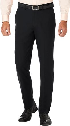 Haggar Herren 4-Wege-Stretch, Schmale Passform, Flache Vorderseite, Anzughose L&auml;ssige Hose, Schwarz, 34W / 30L