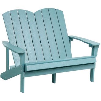 Beliani Banc de Jardin Traditionnel en Plastique et Bois 2 Places Meuble de Jardin Bleu Clair Adirondack